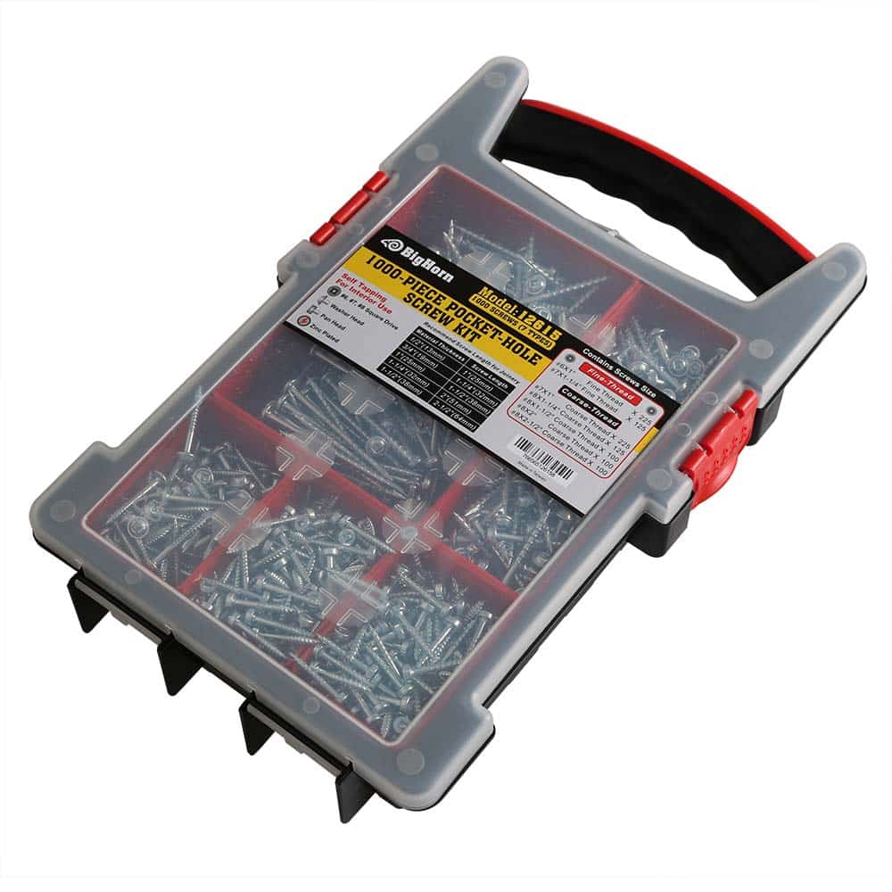 1000-Piece Pocket-Hole Screw Kit (7 Types) - Wood Shop Bits - A Bit Better