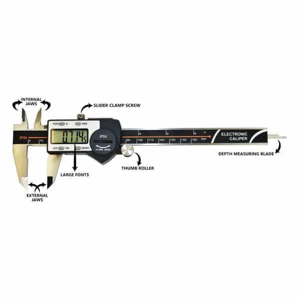 0-6 Inch/150mm Stainless Steel Digital Caliper- IP54 Waterproof with ...