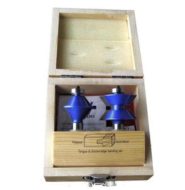 Blue Tornado V-Tongue and Groove Edge Banding Router Bit Set