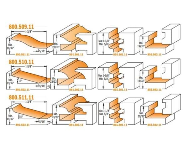 CMT Orange Tools 5-piece Complete Kitchen Router Bit Set