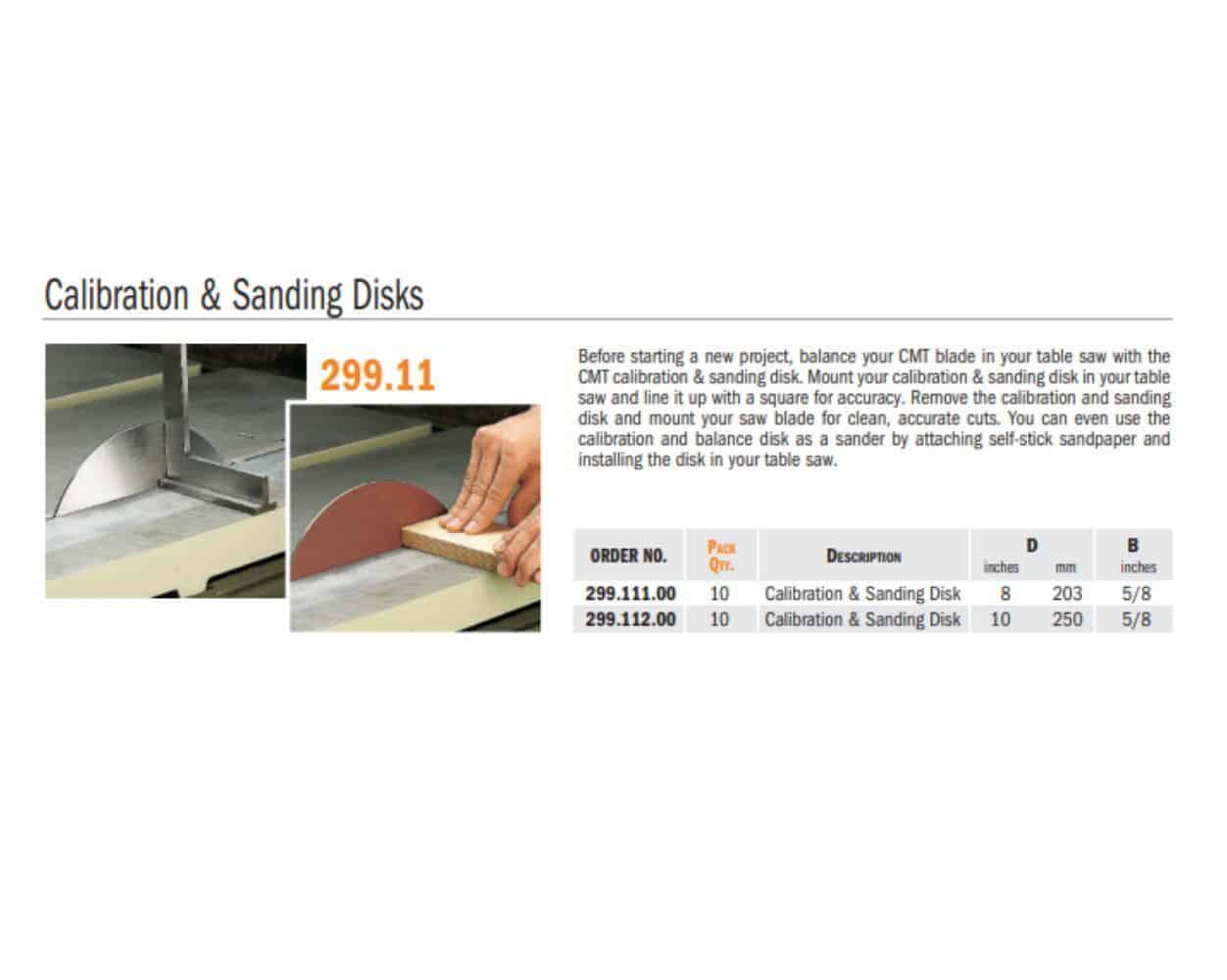CMT Orange Tools Industrial Calibration & Sanding Disks Saw Blades