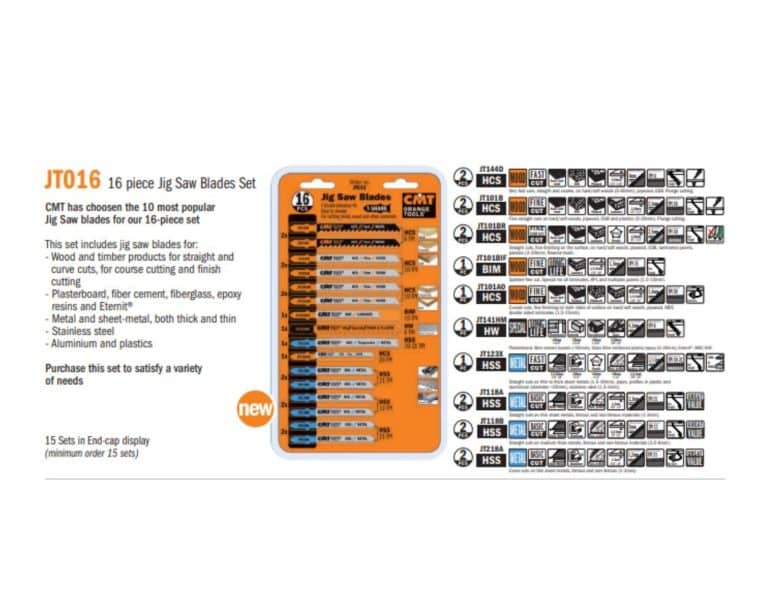 CMT Orange Tools Jig Saw Blades - 16 Piece Set